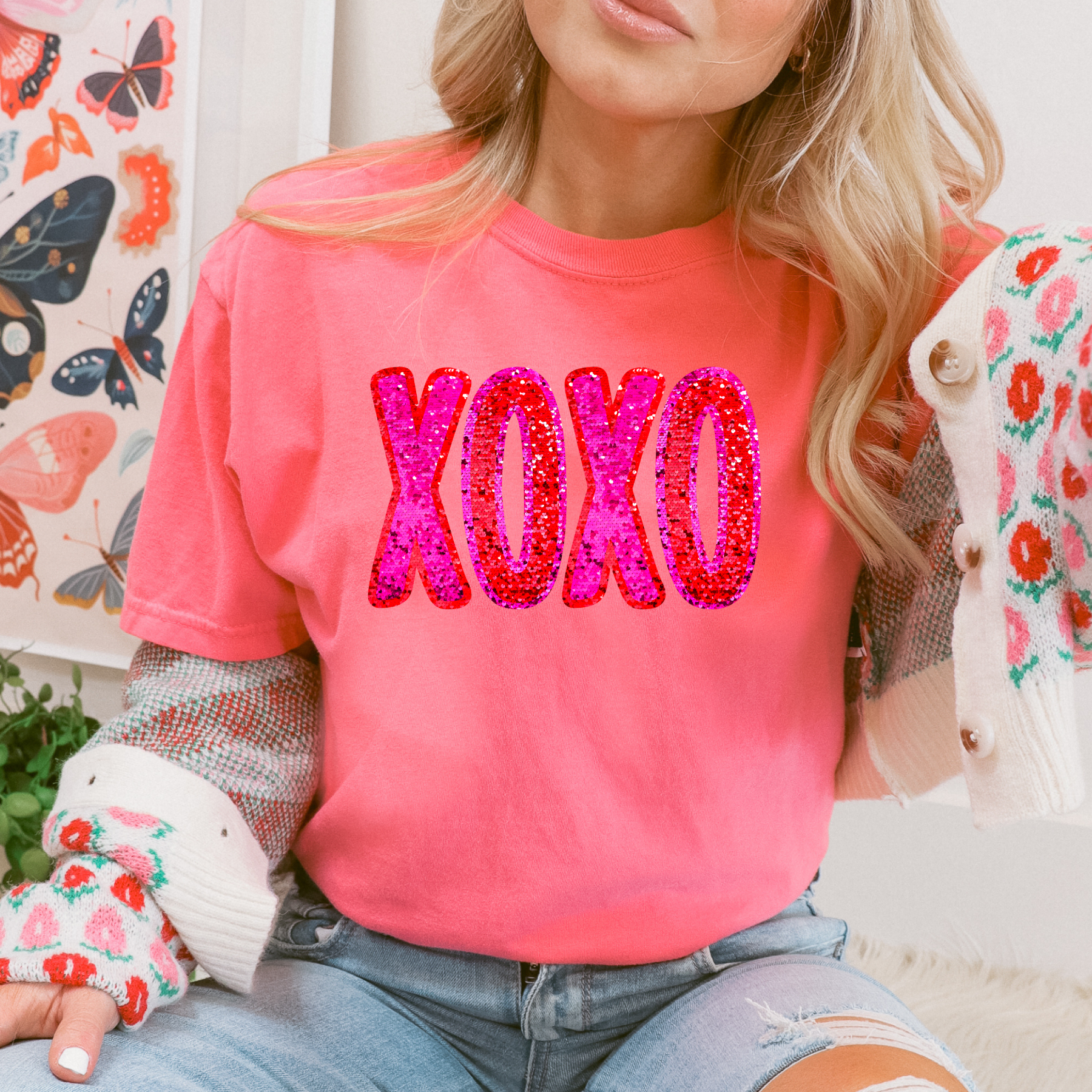 FAUX SEQUIN XOXO - THIN MATTE CLEAR FILM – TRANSFERS BY POPPY